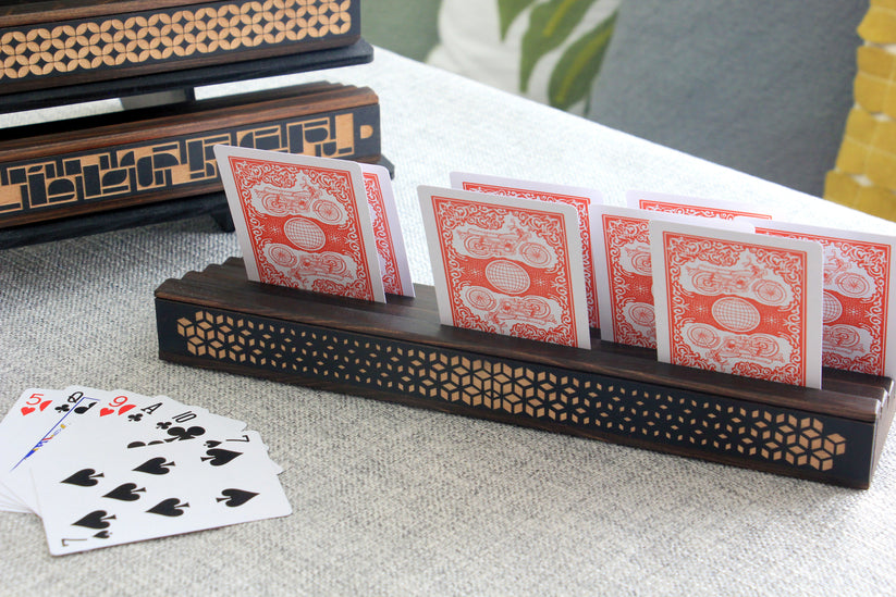 Mid-Century Modern Wooden Playing Card Holders – Set of 2 – Curved ...