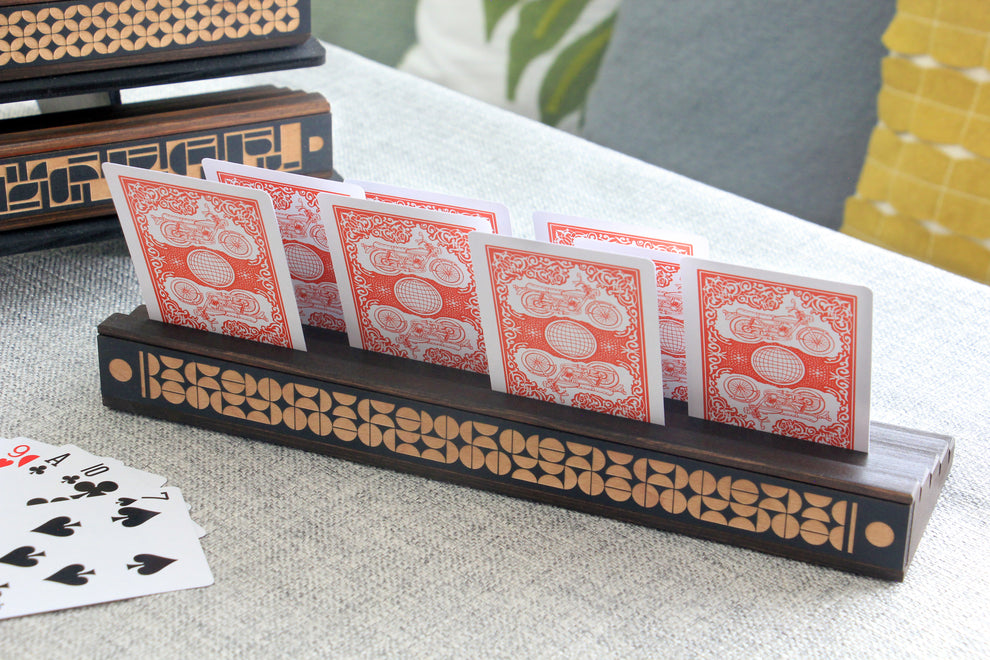 Mid-Century Modern Wooden Playing Card Holders – Set of 2 – Curved ...