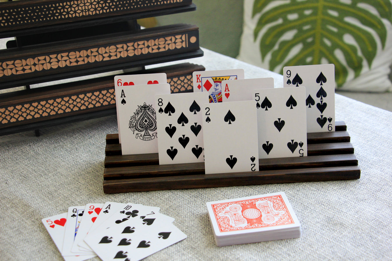 Mid-Century Modern Wooden Playing Card Holders – Set of 2 – Curved ...